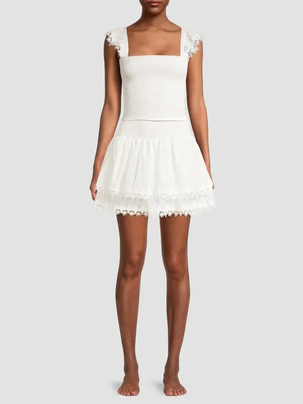 Peixoto Belle Smocked Tiered Miniskirt