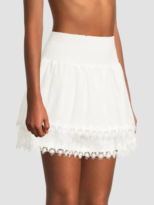Peixoto Belle Smocked Tiered Miniskirt