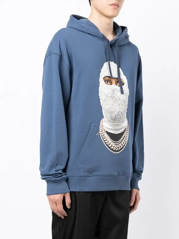 IH NOM UH NIT Face Print Hoodie - Blue