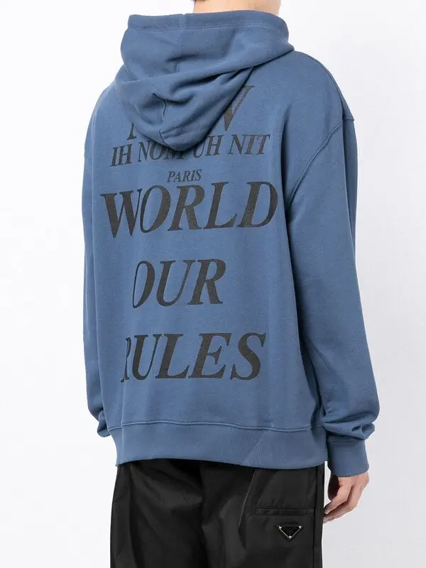 IH NOM UH NIT Face Print Hoodie - Blue