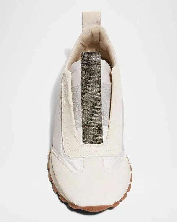 Brunello Cucinelli Mixed Leather Runner Sneakers - White
