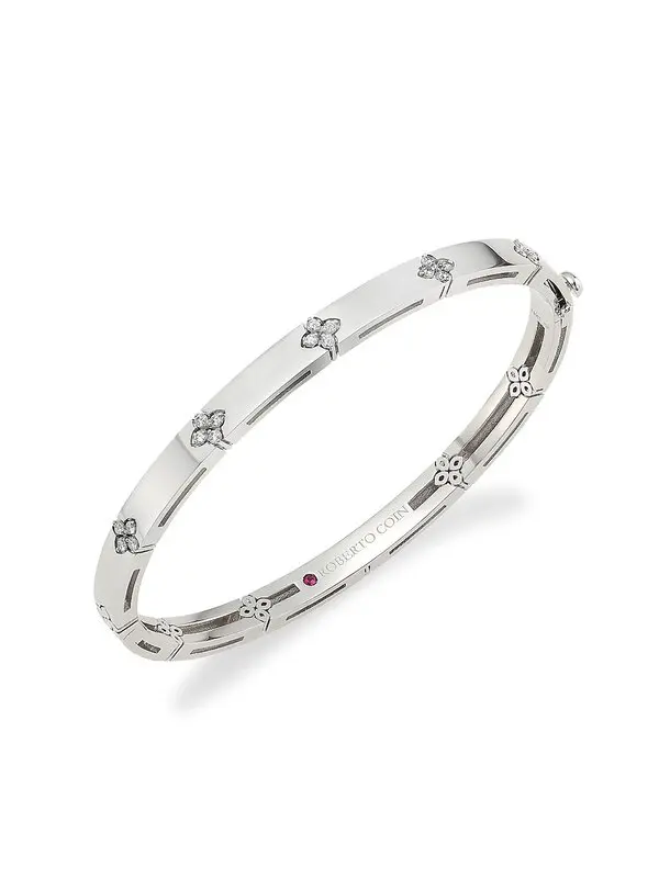 Roberto Coin Love In Verona 18k & 0.15 Tcw Diamond Bangle Bracelet - White Gold