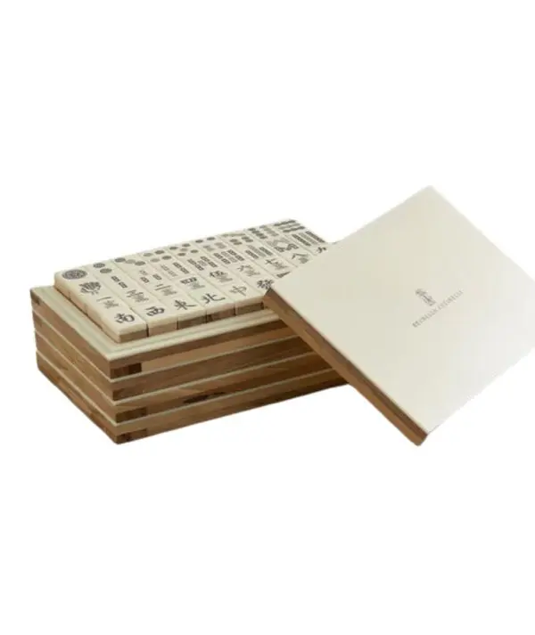 Brunello Cucinelli Walnut Wood And Krion Mahjong Set - White