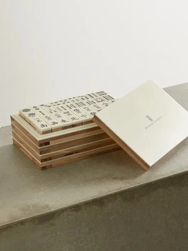 Brunello Cucinelli Walnut Wood And Krion Mahjong Set