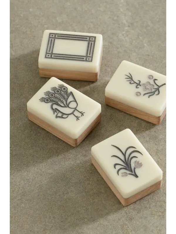 Brunello Cucinelli Walnut Wood And Krion Mahjong Set