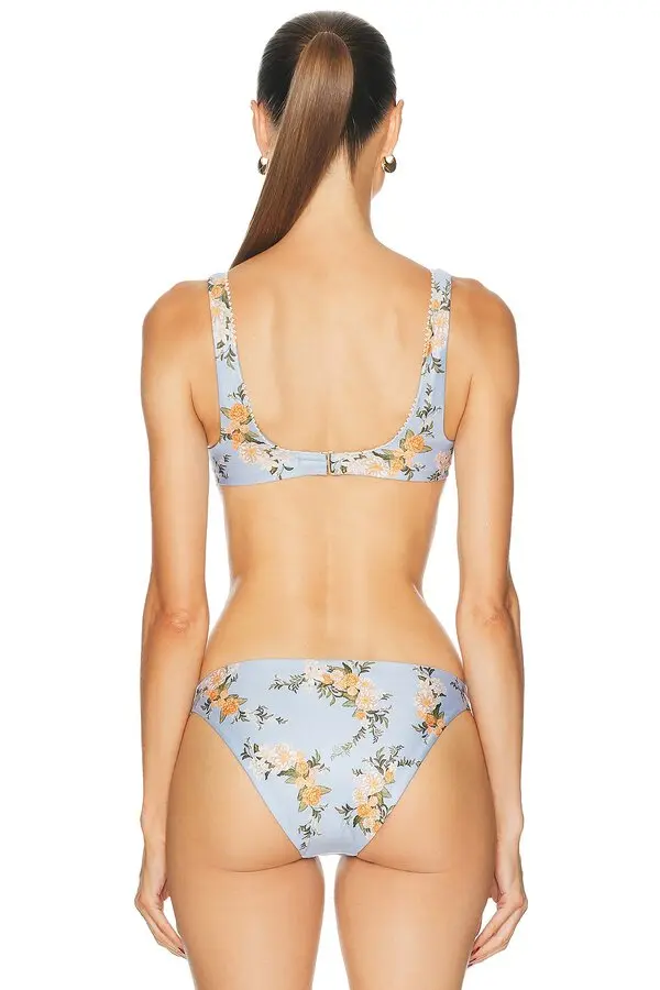 Agua Bendita Hacienda Bikini Top In Baby Blue,orange