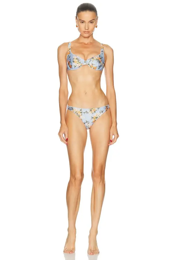 Agua Bendita Hacienda Bikini Top In Baby Blue,orange