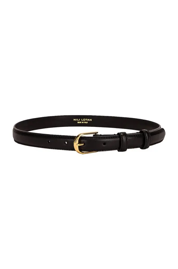 NILI LOTAN Jane Belt - Black & Shiny Brass