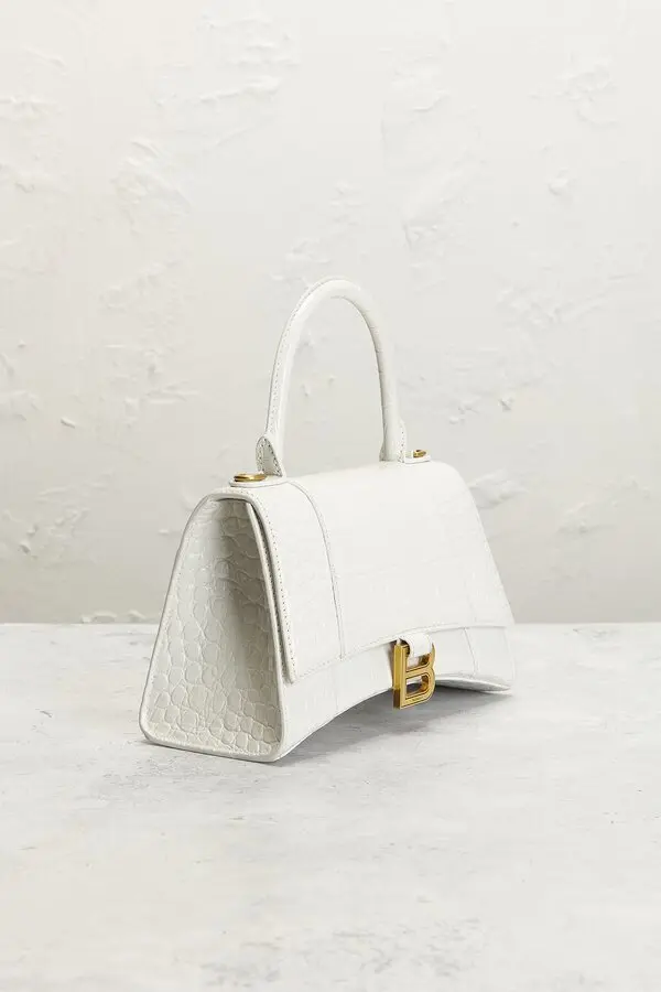 Balenciaga Small Hourglass Top Handle Bag - White