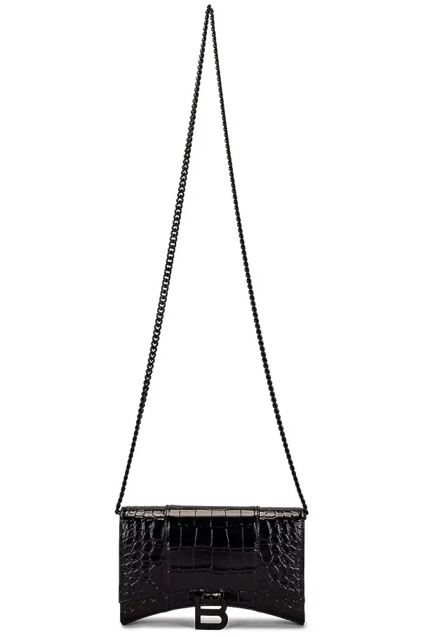 Balenciaga Hourglass Wallet On Chain Bag - Black