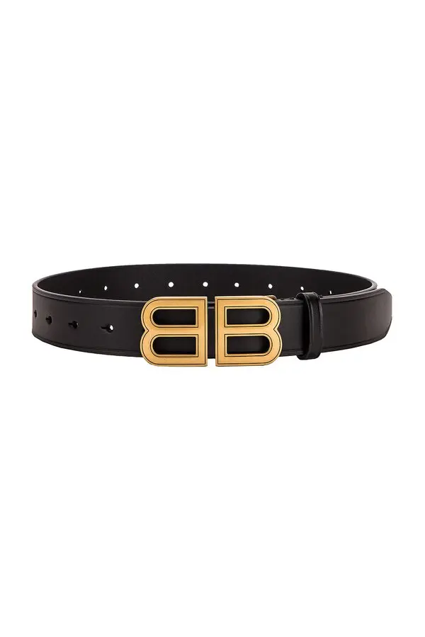 Balenciaga Bb Hourglass Leather Belt - Black