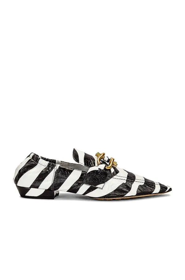 Bottega Veneta Madame Mocassins - White Zebra