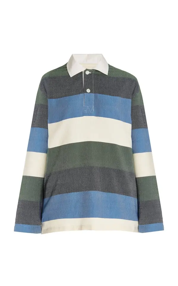 MARRAKSHI LIFE Oversized Cotton Rugby Shirt - Stripe