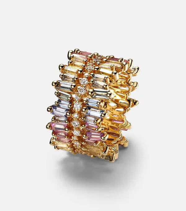 SUZANNE KALAN 18kt Gold Ring With Diamonds And Sapphires