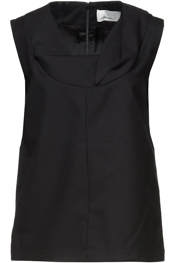 3.1 Phillip Lim Sleeveless Wool-blend Twill Top - Black