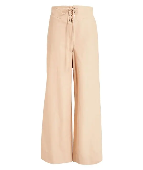 DION LEE Lace-up Cotton-blend Taffeta Wide-leg Pants White