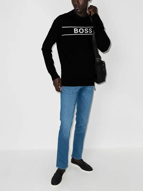 BOSS Intarsia Knit-logo Jumper