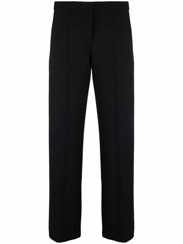 FERRAGAMO High-waisted Wool Blend Trousers - Black