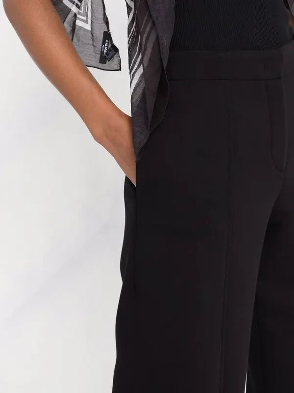FERRAGAMO High-waisted Wool Blend Trousers - Black