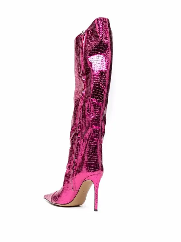 Alexandre Vauthier Crocodile Effect Pointed Toe Boots