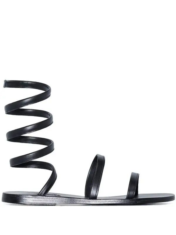 ANCIENT GREEK SANDALS Ofis Ankle-wrap Sandals - Black