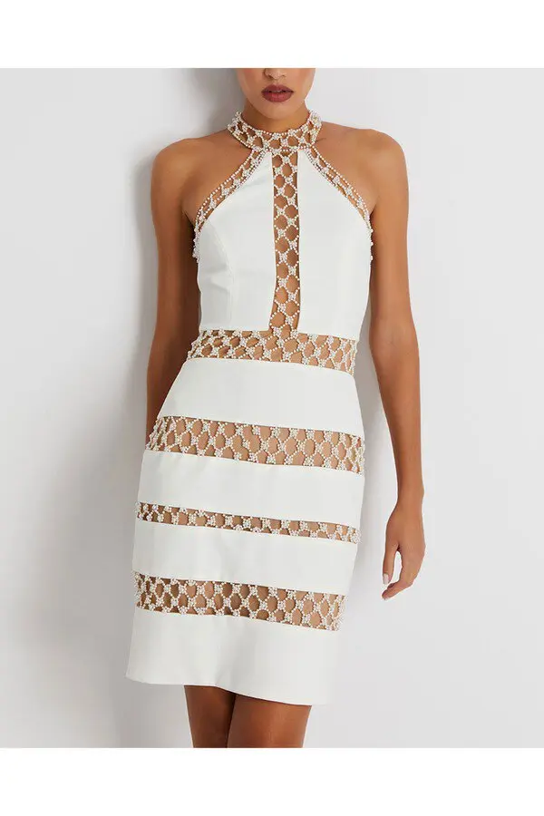 PatBO Pearl-beaded Mini Dress