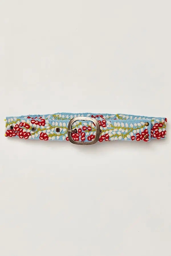 JENNY KRAUSS Dream In Color Embroidered Belt - Berries On Vine
