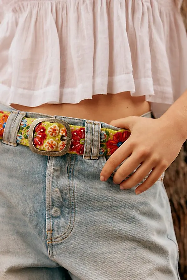 JENNY KRAUSS Dream In Color Embroidered Belt - Golden Delicious