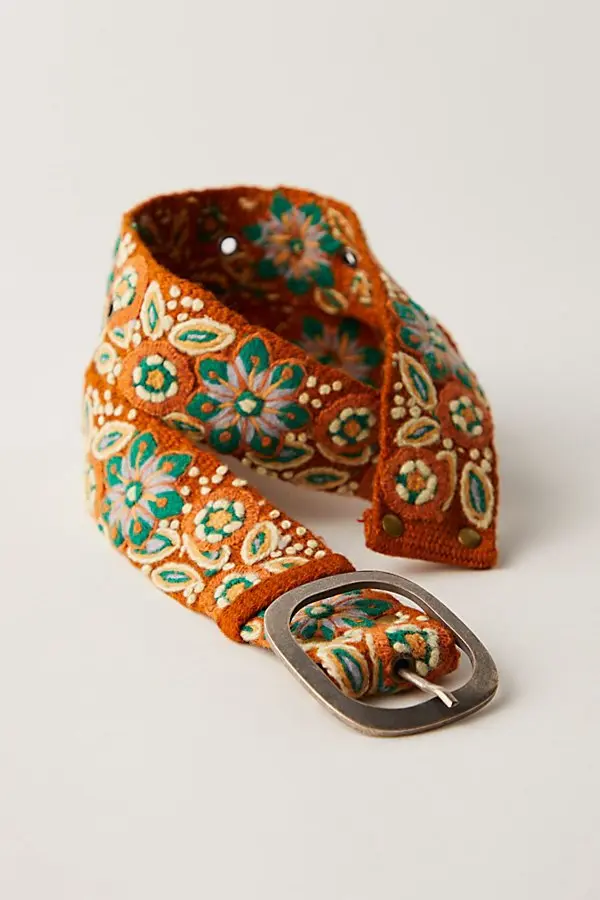 JENNY KRAUSS Dream In Color Embroidered Belt - Ground Clover