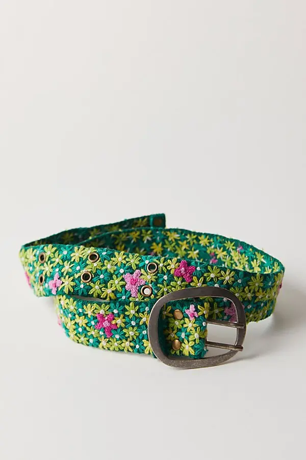 JENNY KRAUSS Dream In Color Embroidered Belt - Vinca
