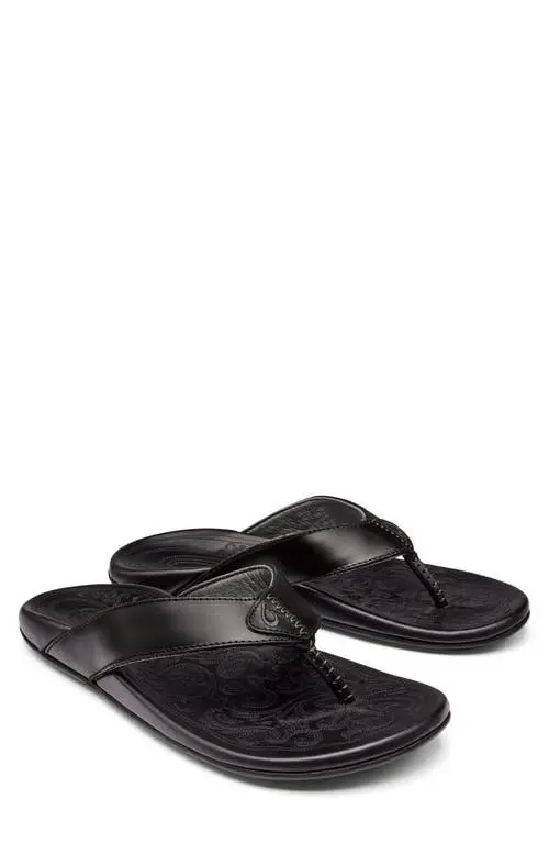 Olukai Mekila Flip Flop - Black/black