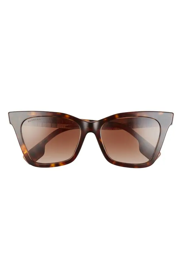Burberry 53mm Irregular Square Sunglasses In Dark Havana  display picture 2