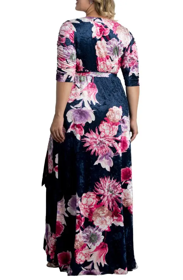KIYONNA Cara Crushed Velvet Wrap Gown
