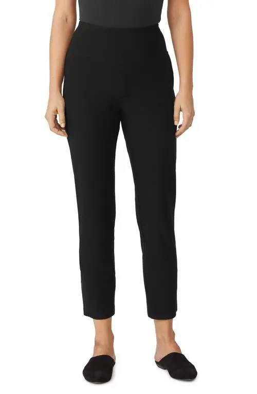 Eileen Fisher High Waist Slim Ankle Pant - Black