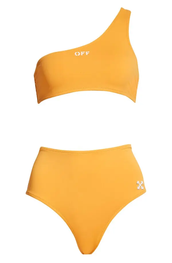 Off-White Logo One-shoulder Two-piece Swimsuit
