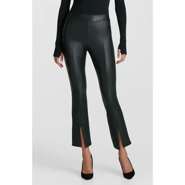Commando Split Hem Faux Leather Pull-on Pants - Black
