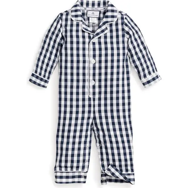 PETITE PLUME Gingham Romper - Navy
