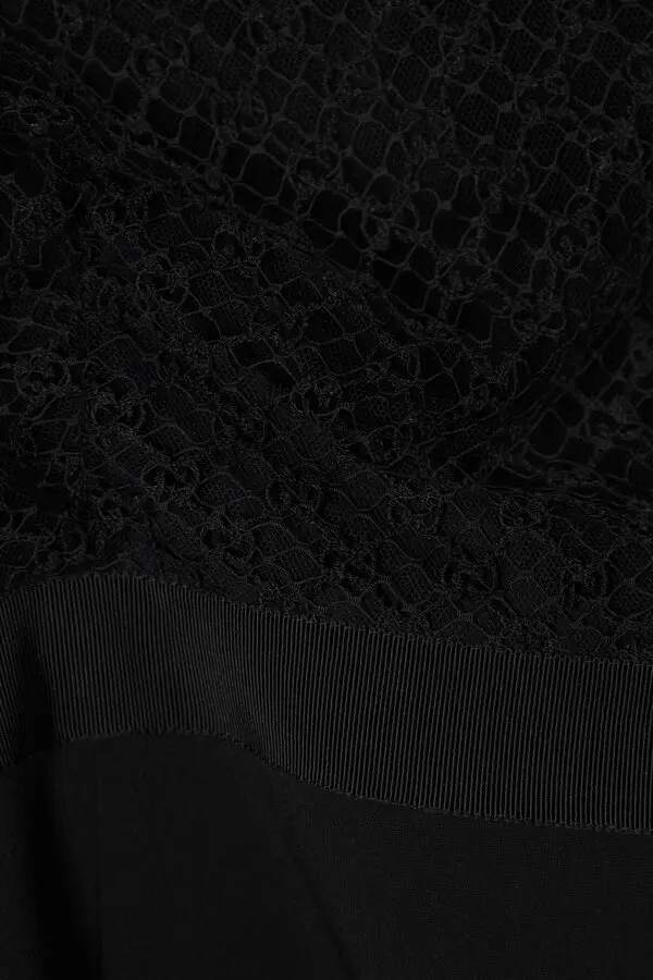 Gucci Embroidered Tulle And Two-Tone Crepe Midi Dress - Black | Editorialist