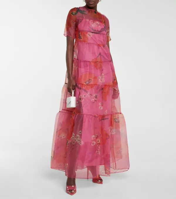 Staud Hyacinth Floral Organza Maxi Dress