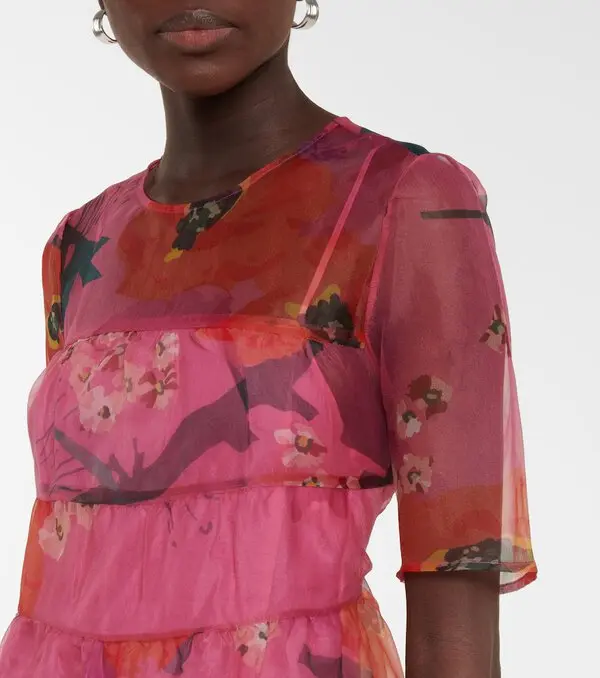 Staud Hyacinth Floral Organza Maxi Dress In Pink - 41% Off | Editorialist