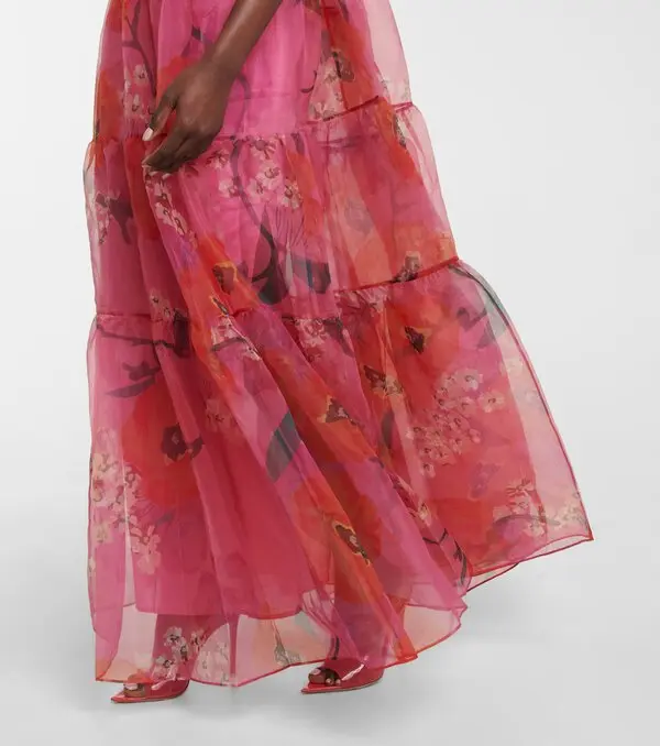 Staud Hyacinth Floral Organza Maxi Dress