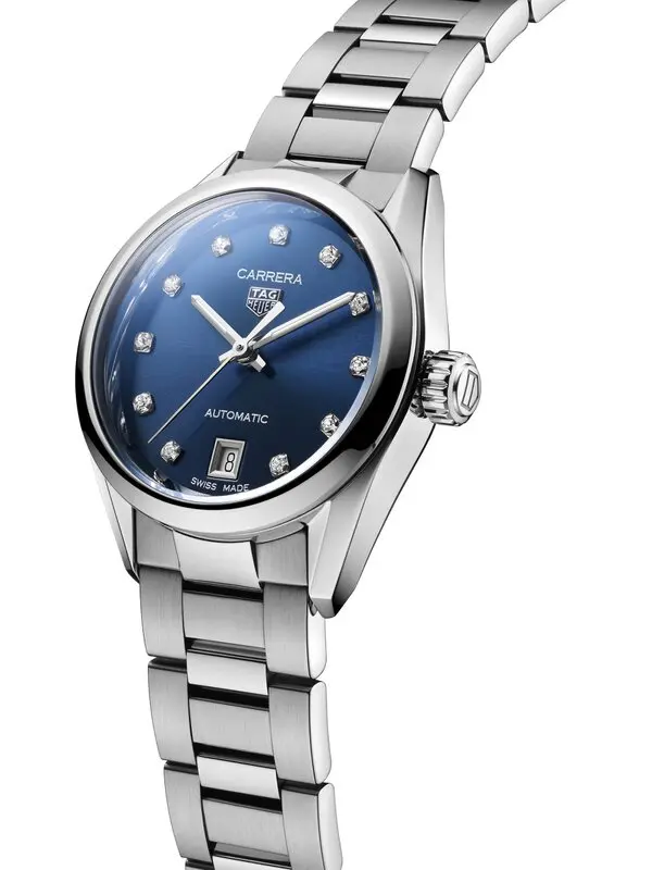 Tag Heuer Carrera Stainless Steel, Blue Dial & Diamond Automatic 29mm Bracelet Watch