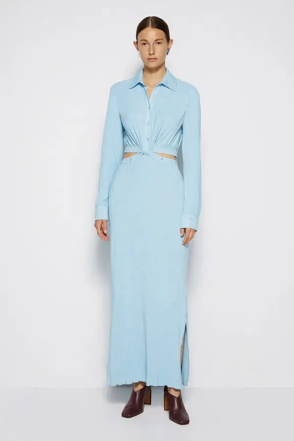 PRE-SPRING 2022 READY-TO-WEAR Kelli Matte Plisse Shirt Dress