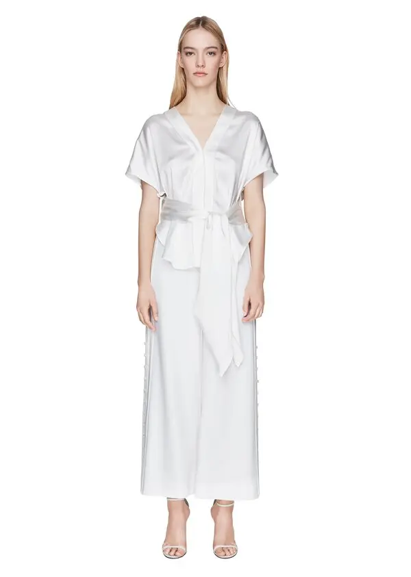 DECONSTRUCTED SATIN TIE-FRONT TOP Deconstructed Satin Tie-Front Top
