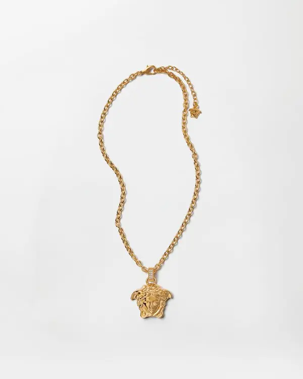 Versace La Medusa Crystal Embellished Chain Necklace - Gold