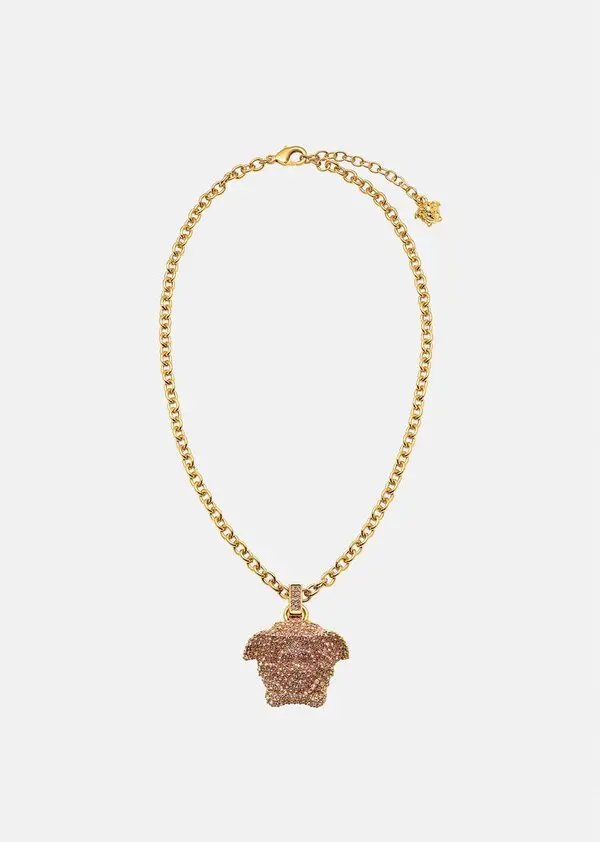 Versace La Medusa Crystal Embellished Chain Necklace
