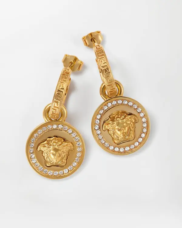 Versace La Medusa Crystal Drop Earrings - Gold