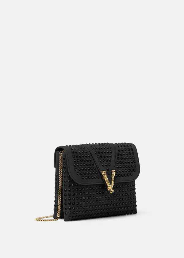 Versace Virtus Suede Crystal Clutch