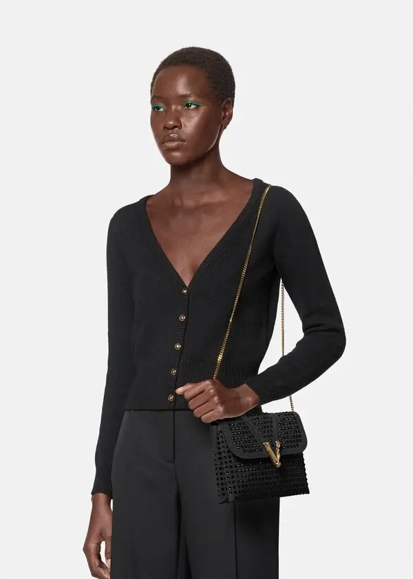 Versace Virtus Suede Crystal Clutch