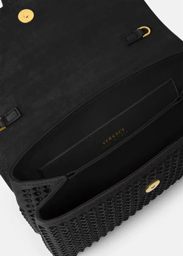 Versace Virtus Suede Crystal Clutch